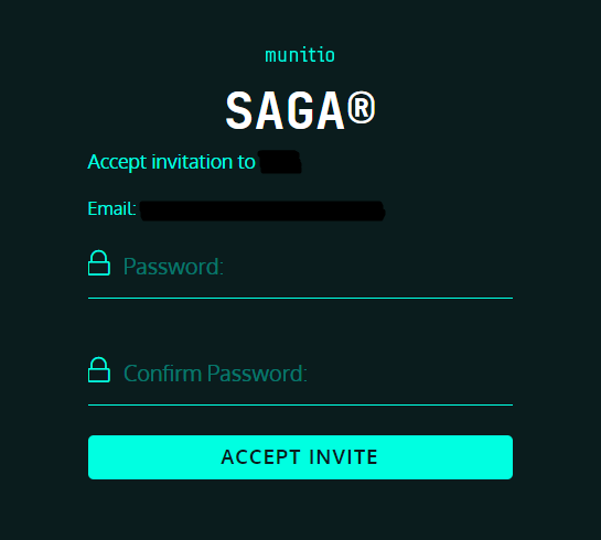 SAGA sign up process. How to create account and invite users to SAGA – Munit.io